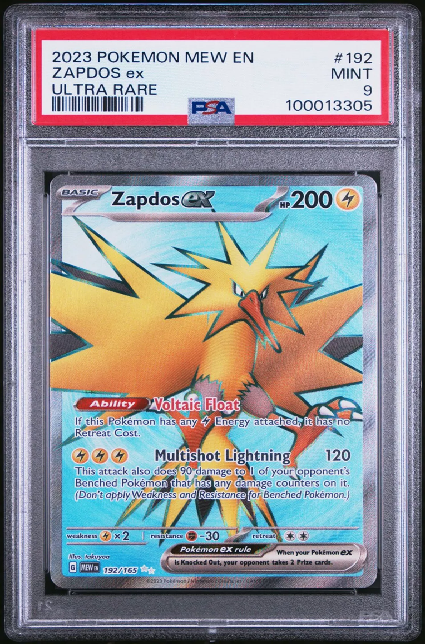 Pokémon 151 MEW – ZAPDOS EX – ULTRA RARE FULL ART – 192/165 – PSA 9 ...